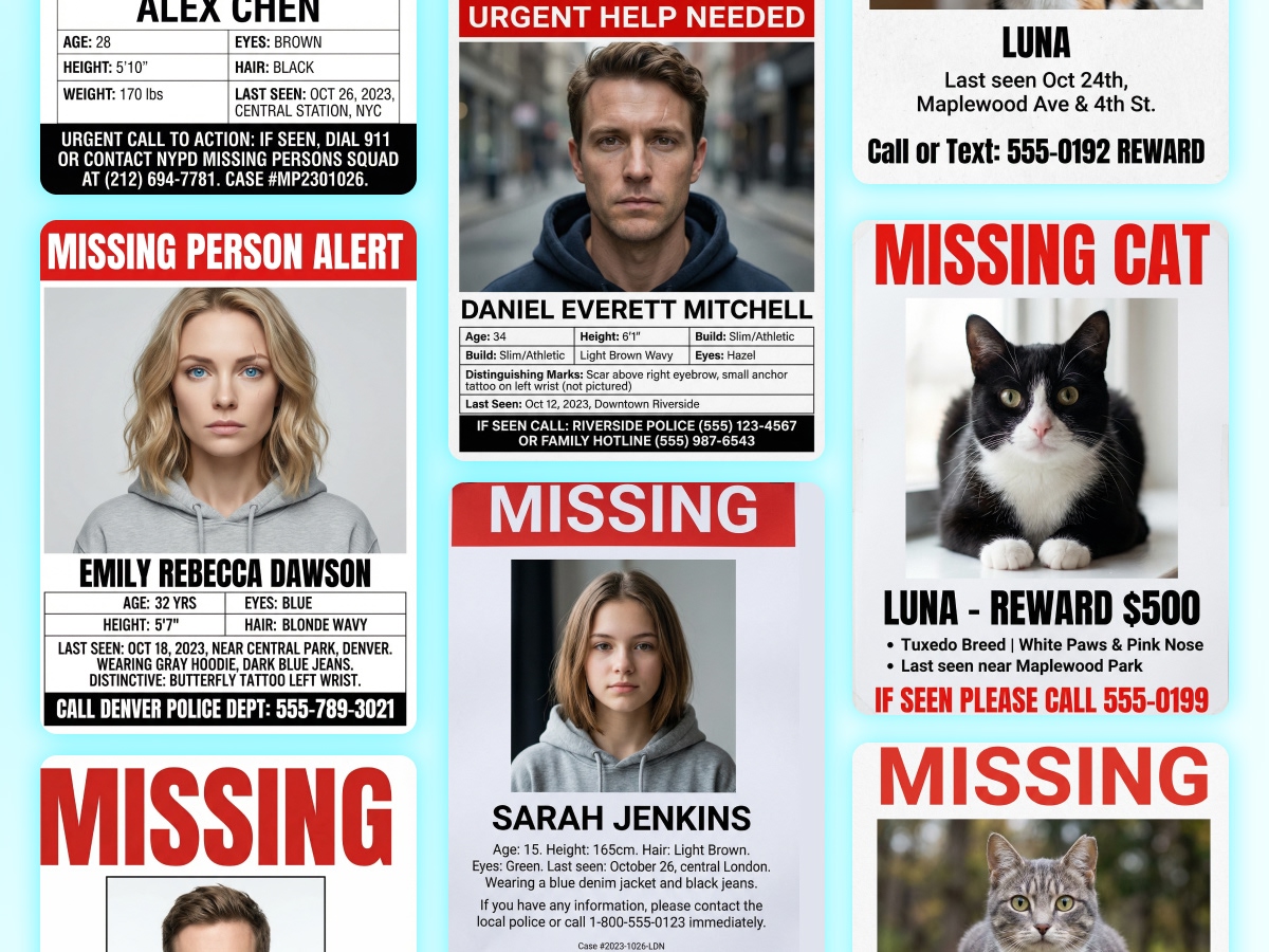 Online Missing Poster Generator | X-Design