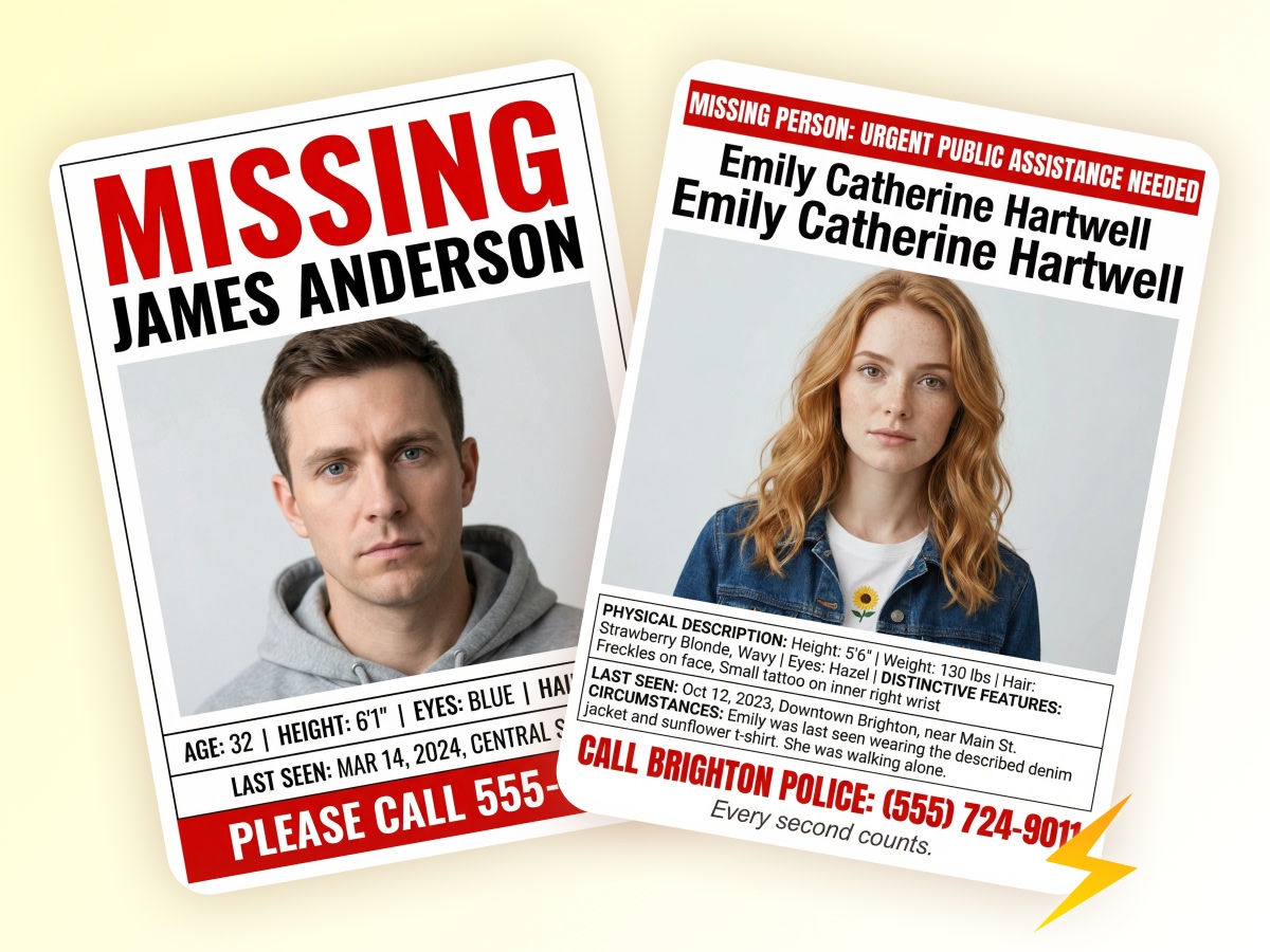 Online Missing Poster Generator | X-Design